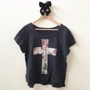Forever 21 | Tops | Floral Cross Tshirt | Poshmark